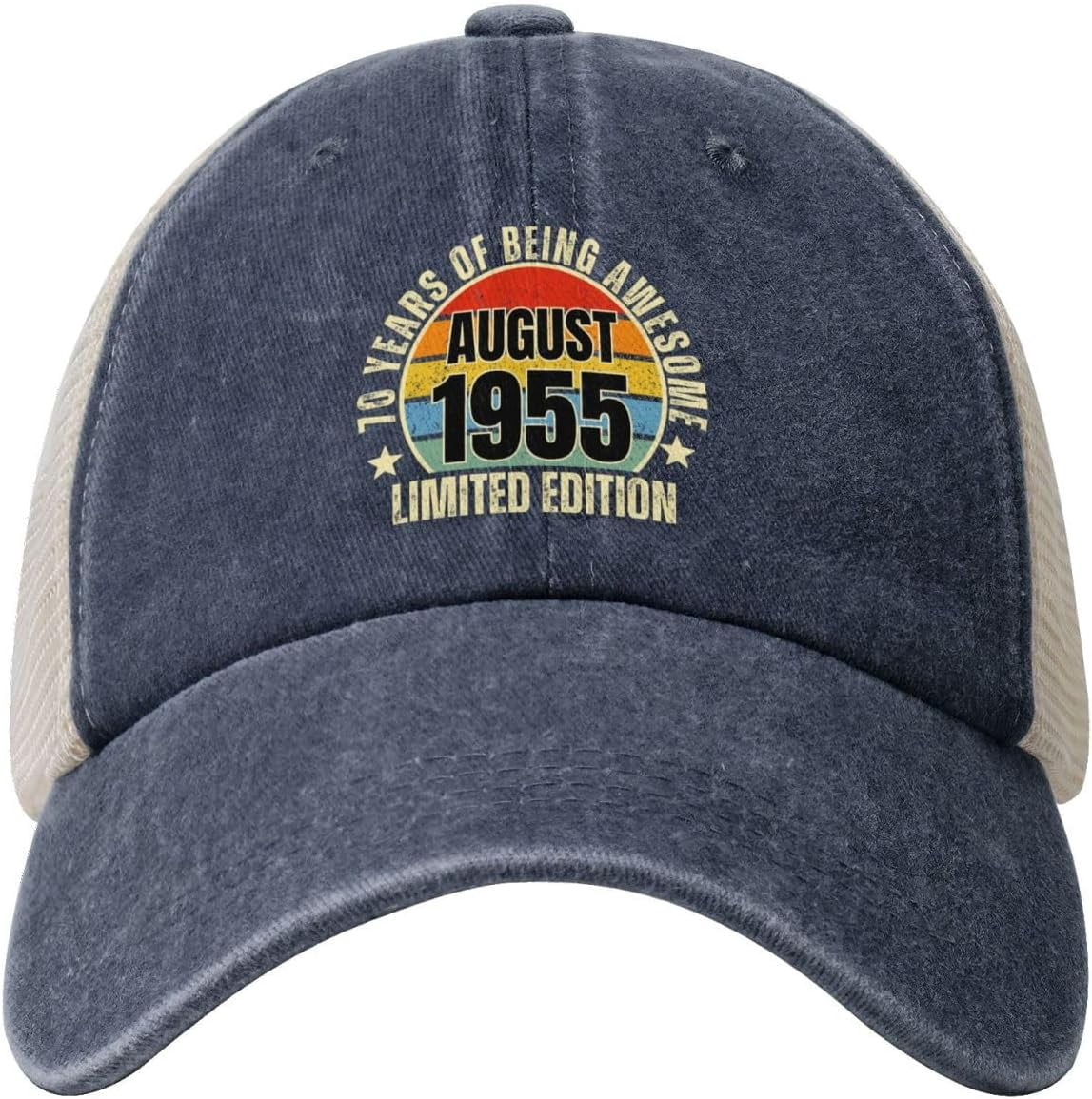 70 Years Old Awesome August 1955 70th Birthday Hat Denim Baseball Cap ...