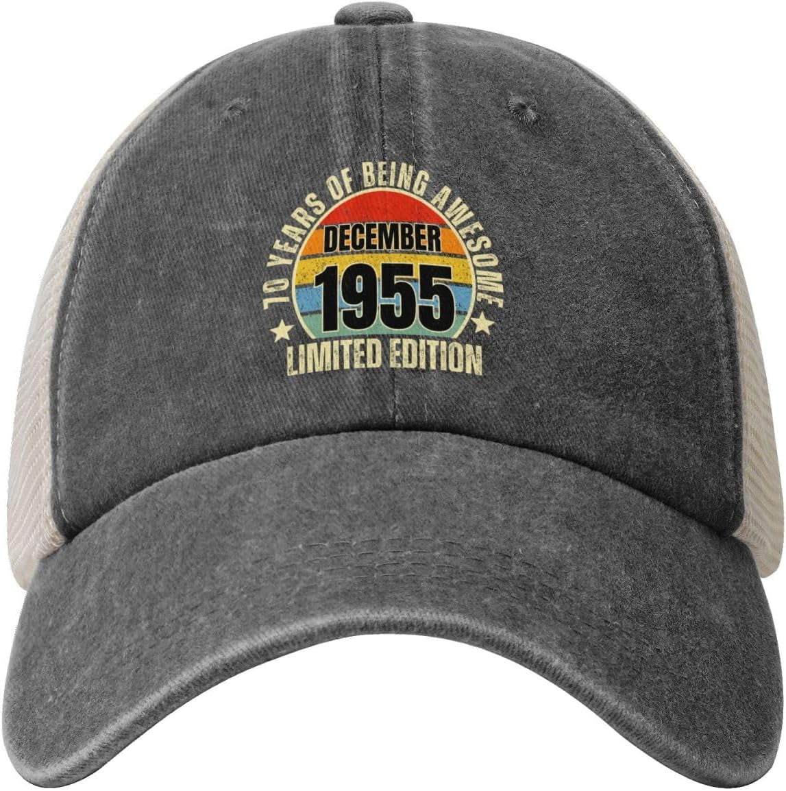70 Years Old Awesome December 1955 70th Birthday Hat Denim Baseball Cap ...