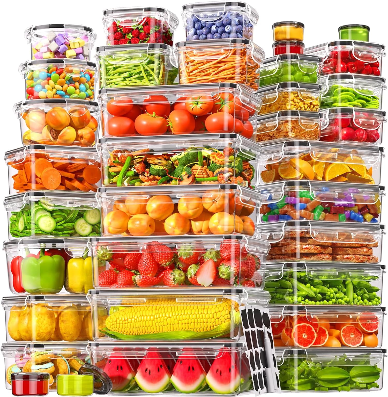 70 count Storage Containers with Airtight (35 Containers & 35 ), Leak ...