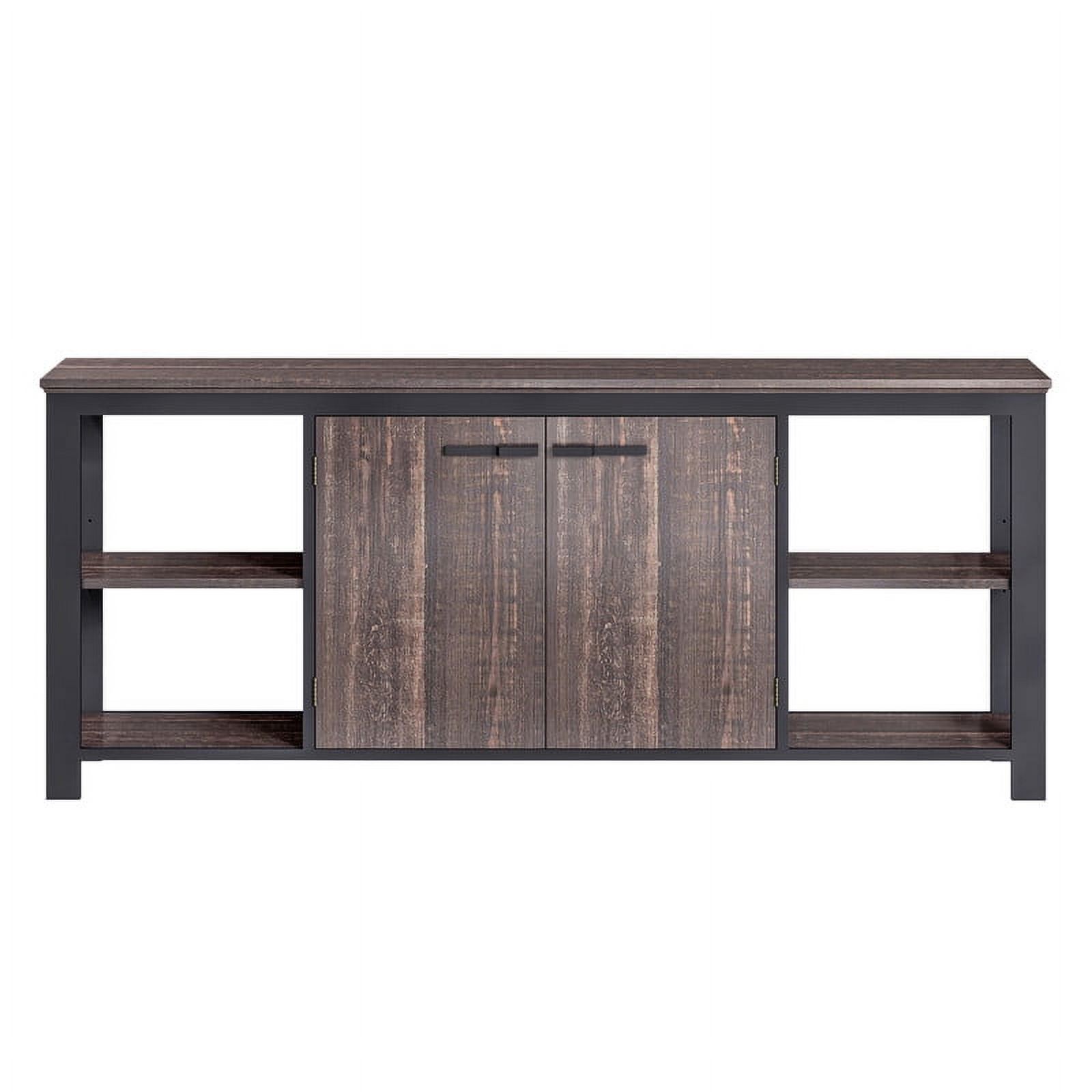 70 in. Antique Oak with Dark Brown Color Top TV Stand for TVs up to 75 ...