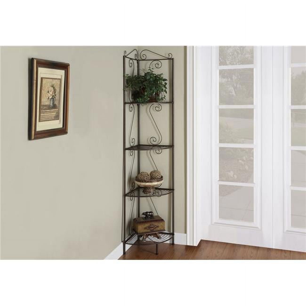 70 in. Copper Metal Corner Etagere Bookcase - Walmart.com