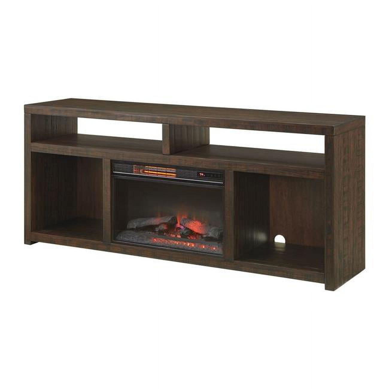 70 in. Evelyn 2 Shelves 3 Cubbies TV Entertainment Console, Dark Brown ...