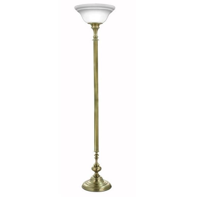 70 in. Satin Brass Torchiere Lamp with Opal Glass Shade - Walmart.com