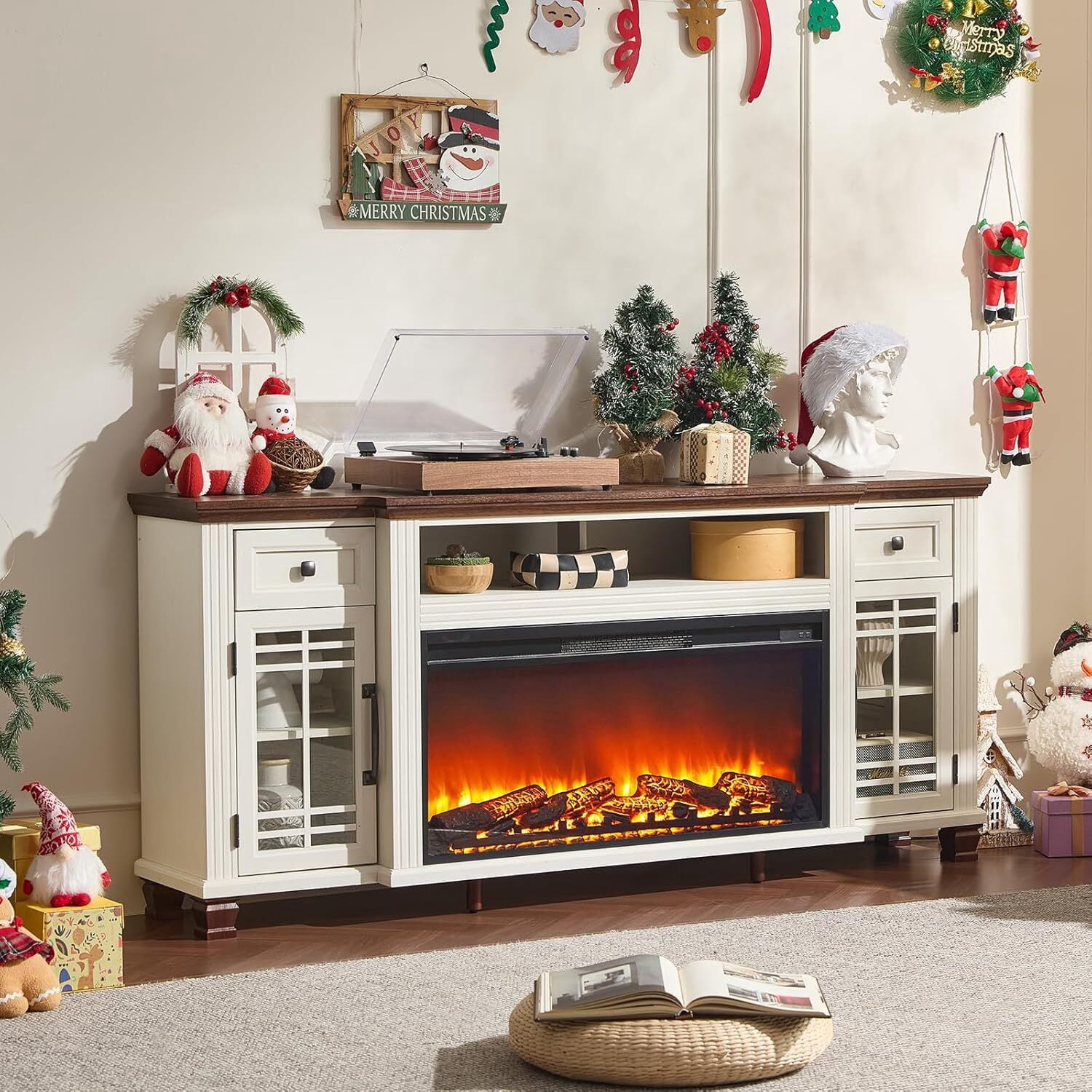 70 inch Electric Fireplace TV Stand with 36.5" Electric Fireplace ...