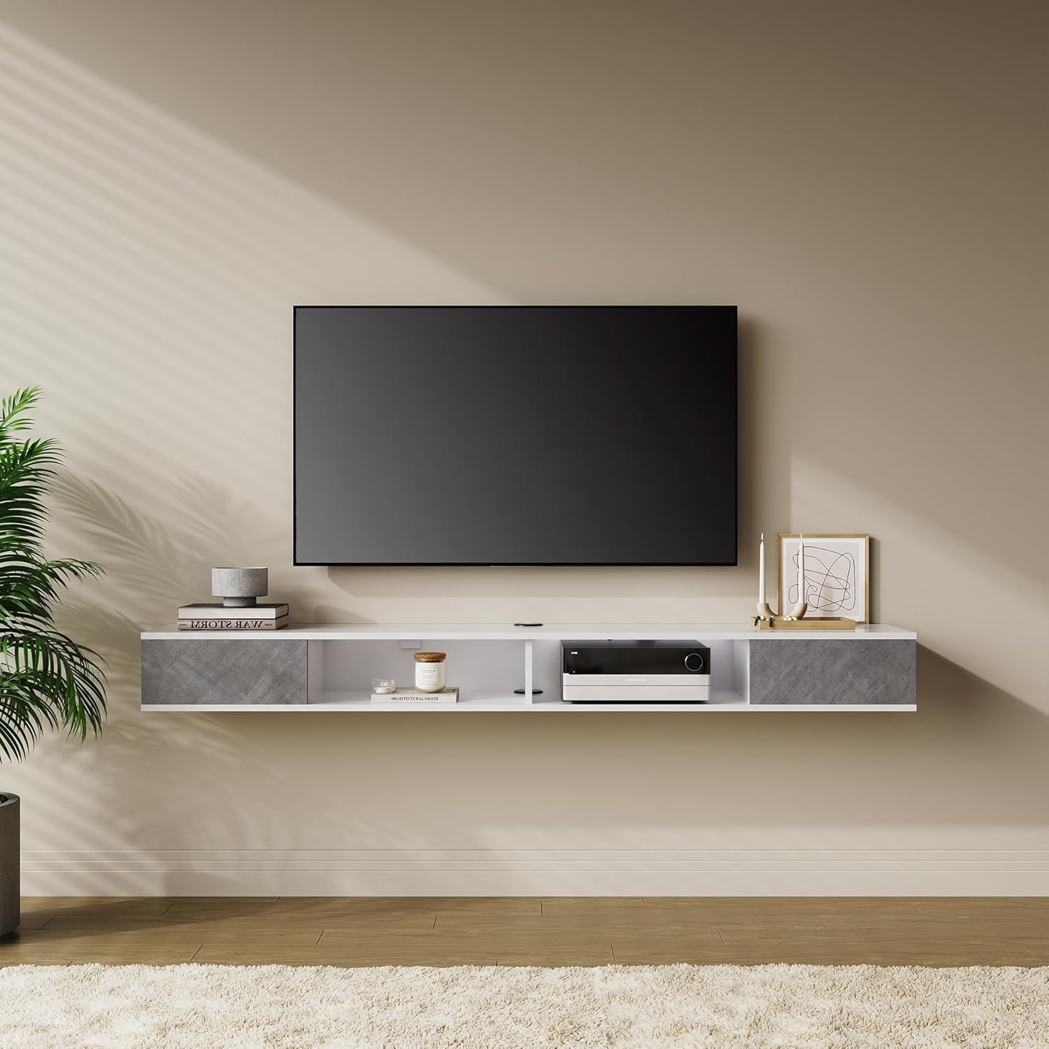 70 inch Floating TV Shelf for 75 inch TV Floating TV Stand with Storage ...