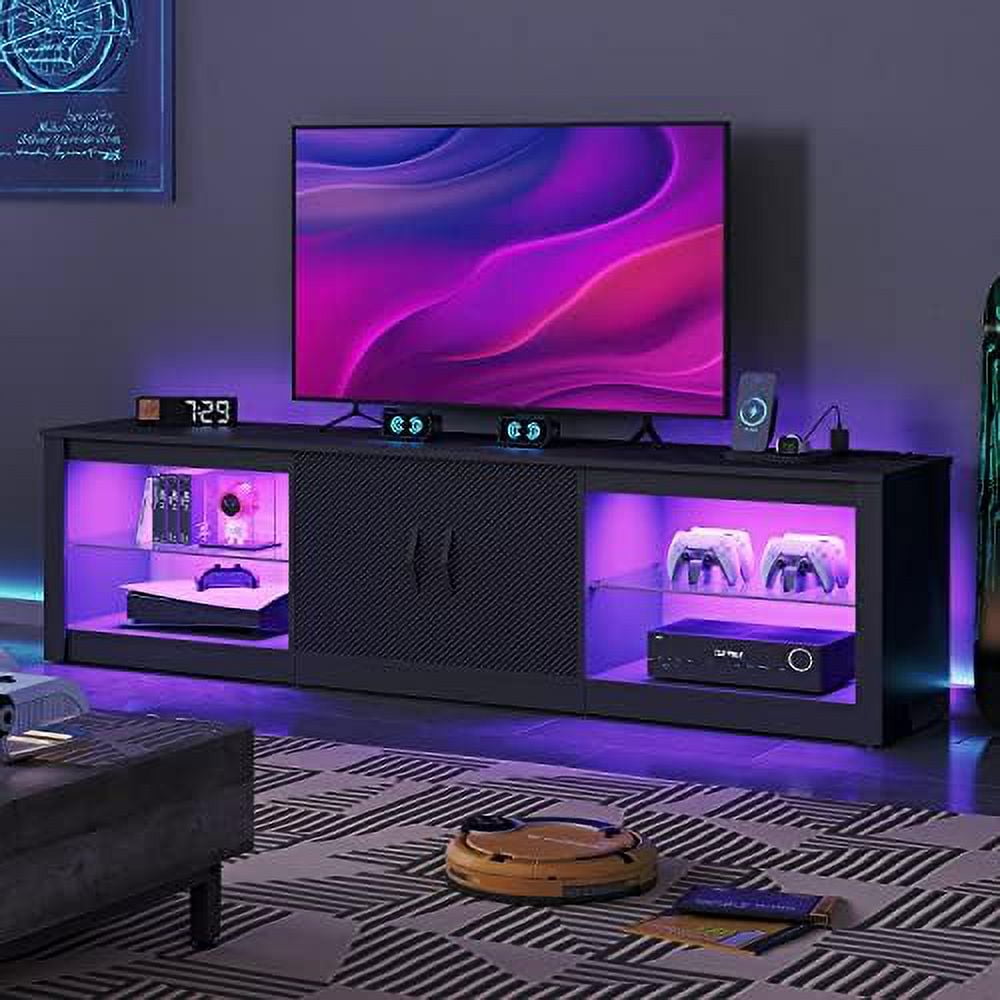 70 inch Gaming TV Stand with Power Outlets, LED Entertainment Center ...