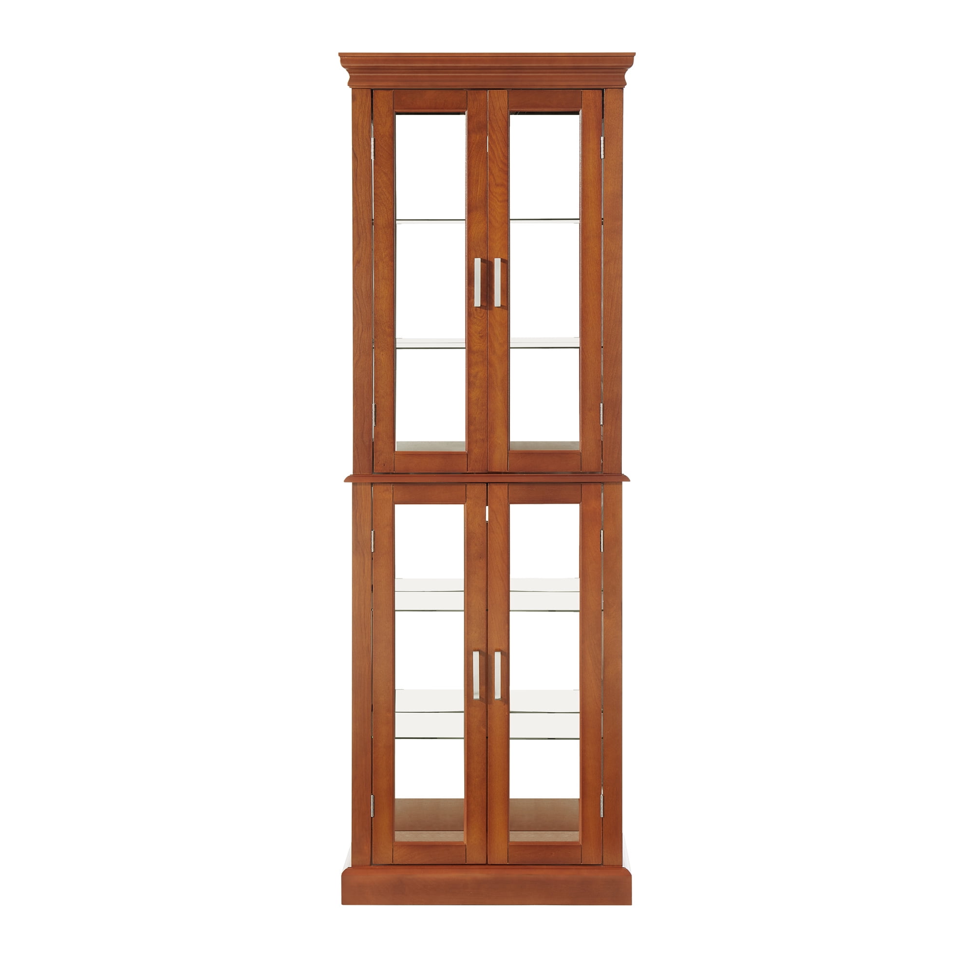 70 inch Height Lighted Curio Diapaly Cabinet with Adjustable Shelves ...