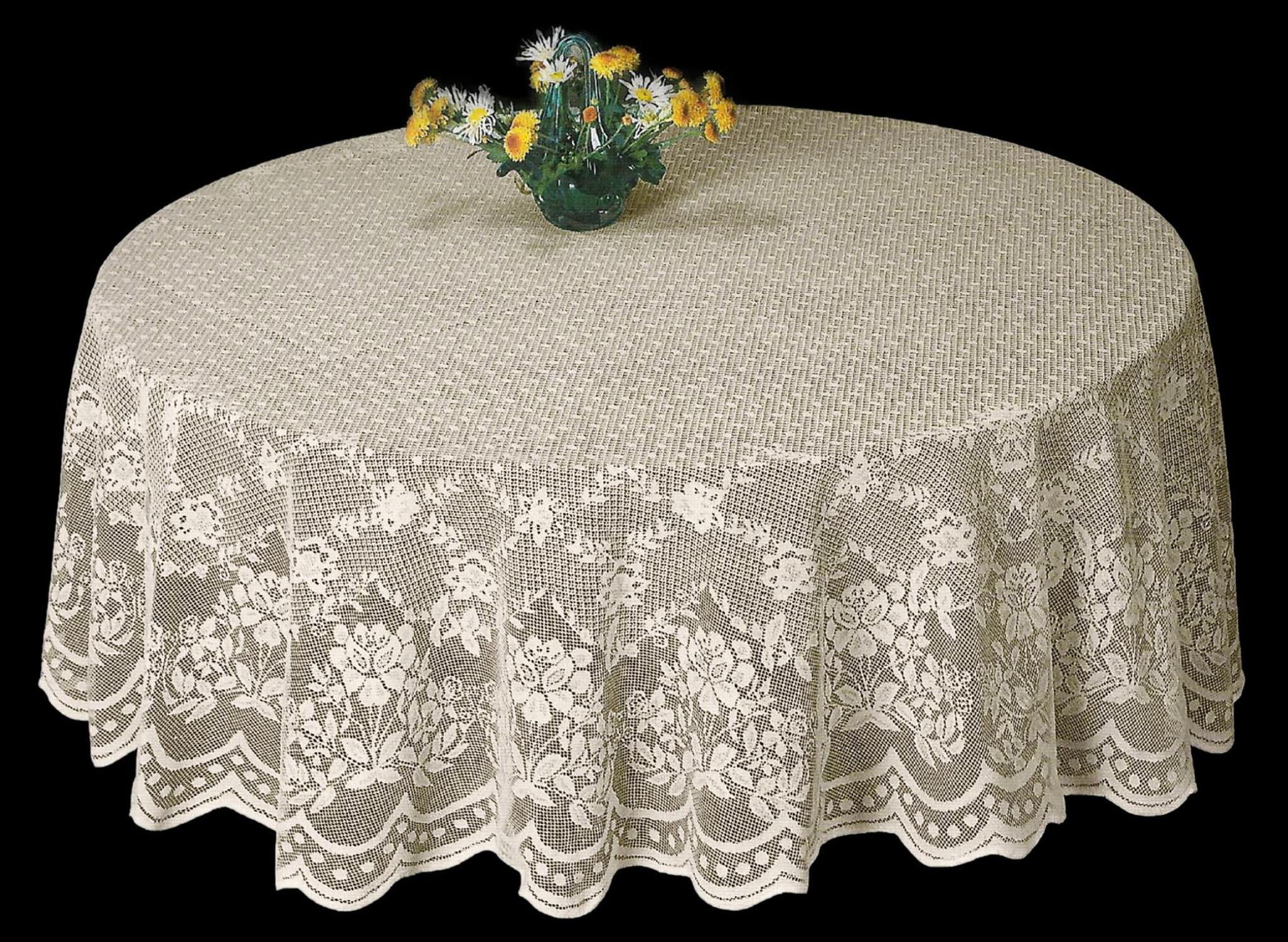 70 inch Lace Tablecloth Round with Floral Pattern for Birthday Party ...
