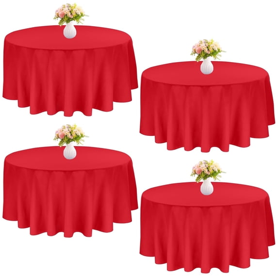 70 inch Round Red Polyester Tablecloth, 4 Pack, for Wedding Dining ...