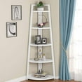 70 inch Tall Corner Shelf 5 Tier Rustic Corner Bookshelf Bookcase ...