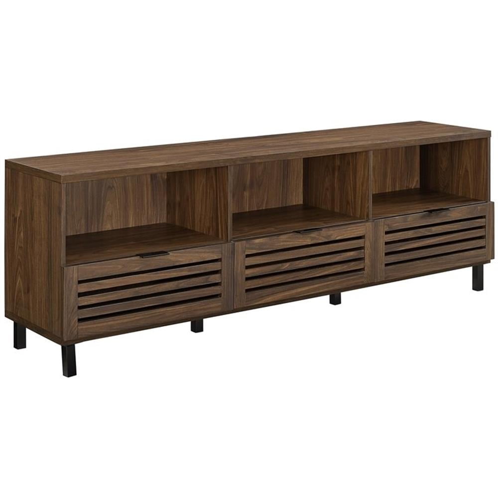 70 inch Wood Slat Door TV Stand Console in Dark Walnut - Walmart.com