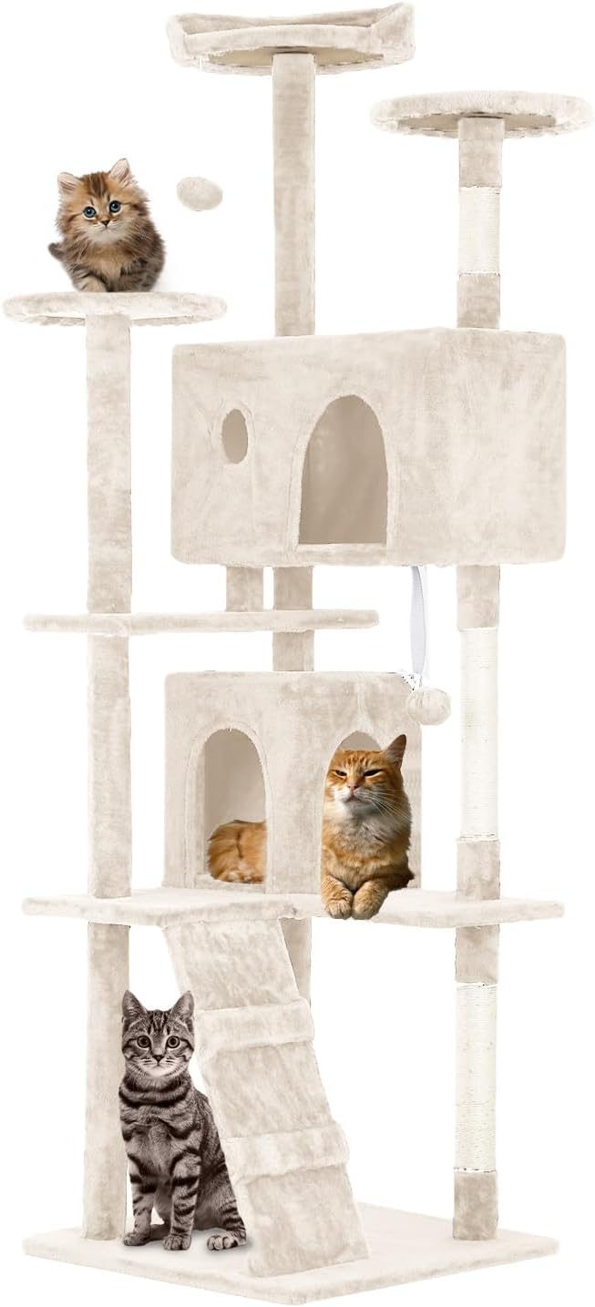 70 inches Cat Tower for Indoor Cats Multi-Level Cat Condos for XL Cat ...