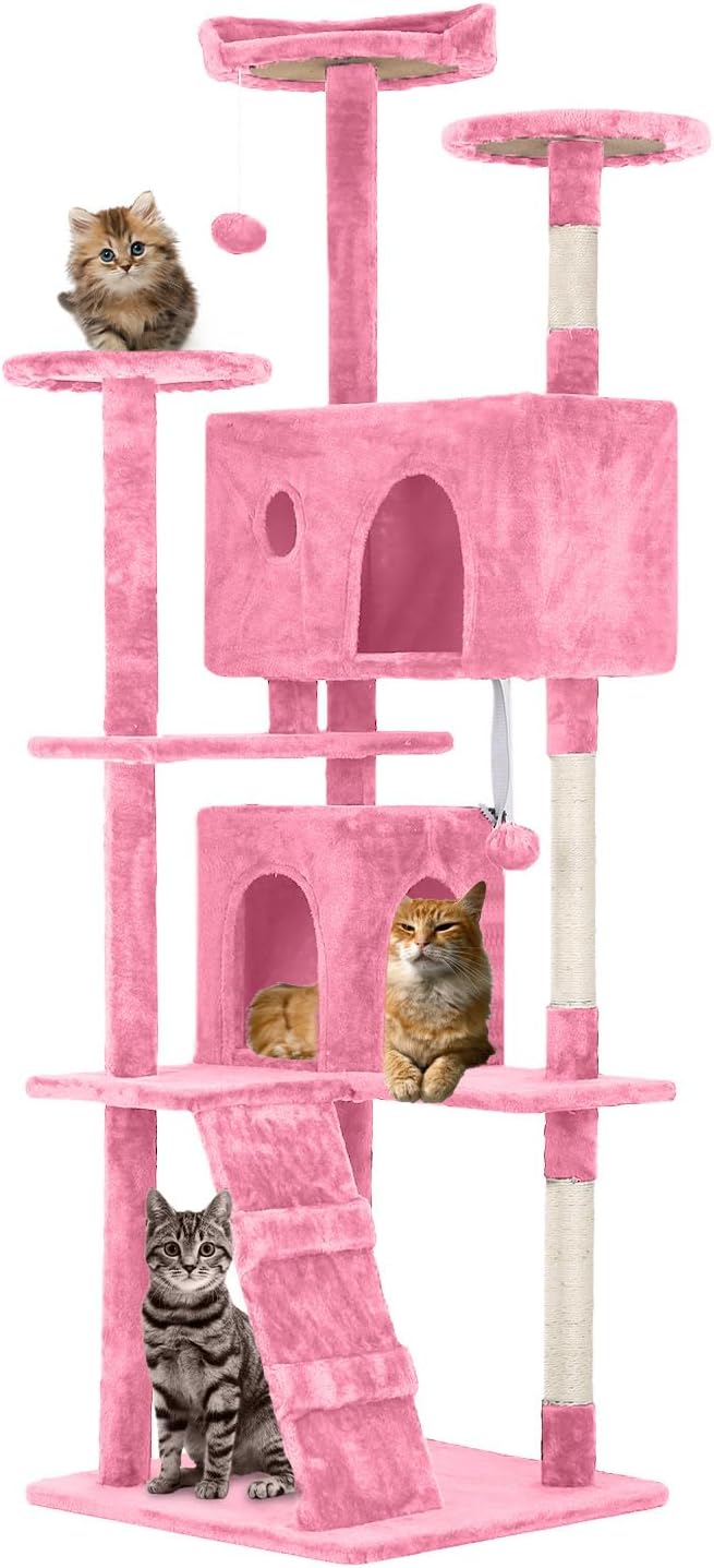 70 inches Cat Tower for Indoor Cats Multi-Level Cat Condos for XL Cat ...