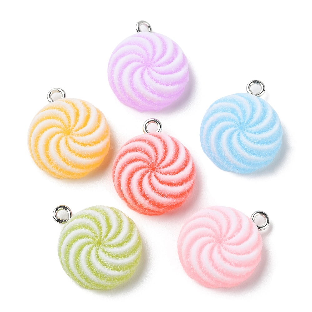 70 pc Translucent Resin Flat Round Pendants Druzy Candy Charms with ...