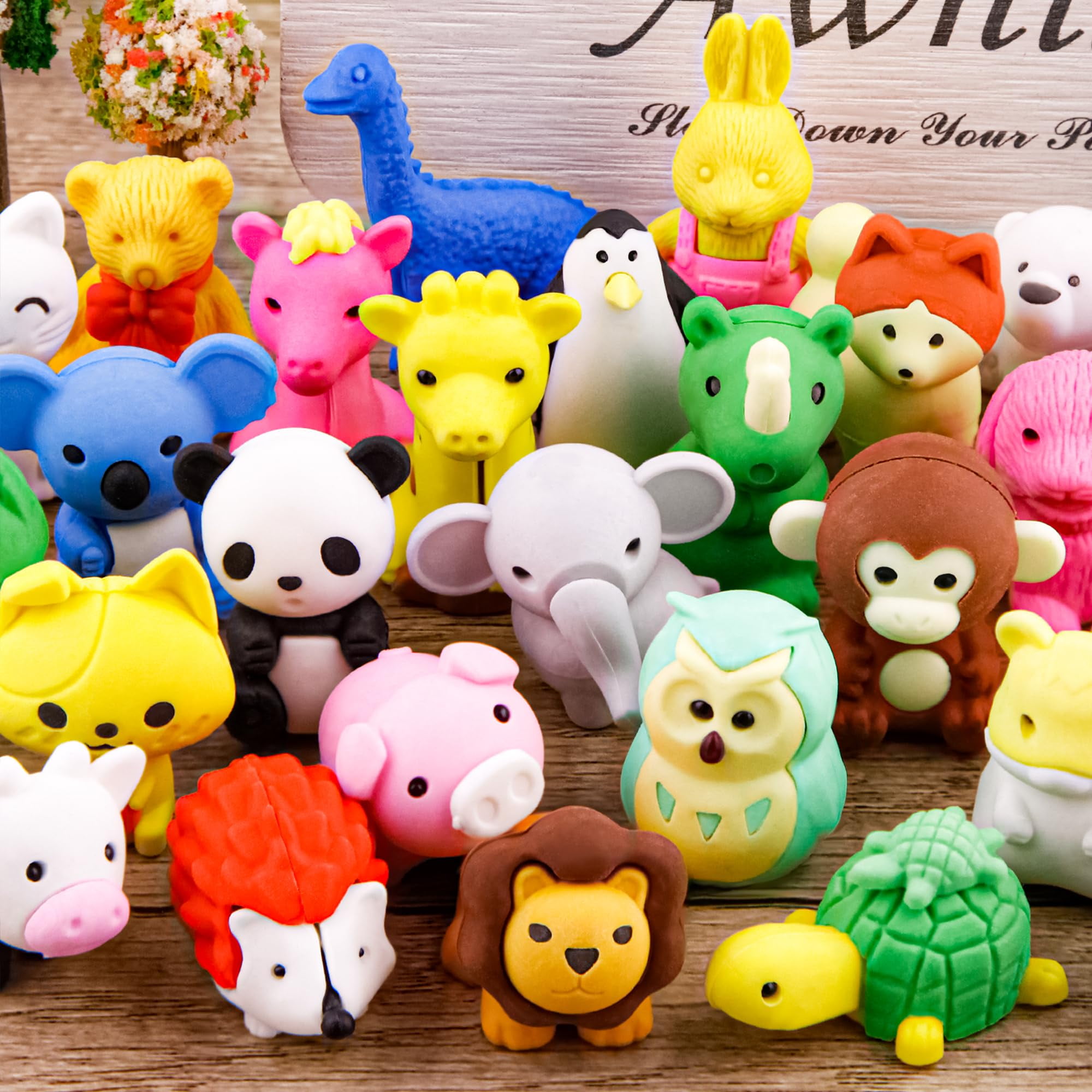 70 pcs Animal Erasers Desk Pets for Kids Classroom Prizes, Puzzle ...