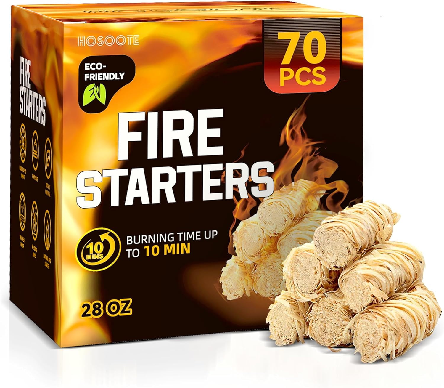 70 pcs Fire Starter - Natural Fire Starters for Fireplace, Pellet Stove ...