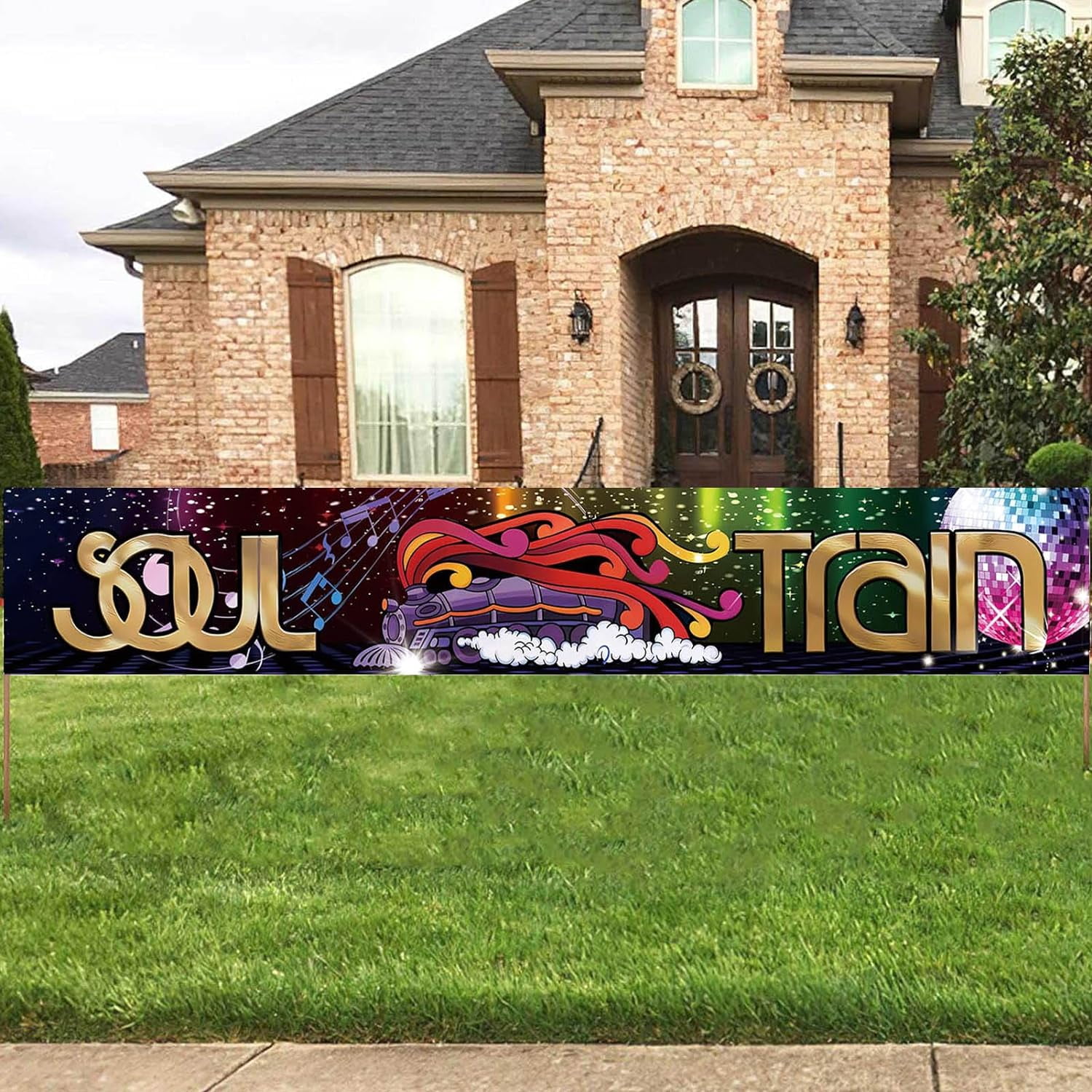 70's 80's Soul Train Neon Glow Glitter Music Themed Yard Banner Garden ...