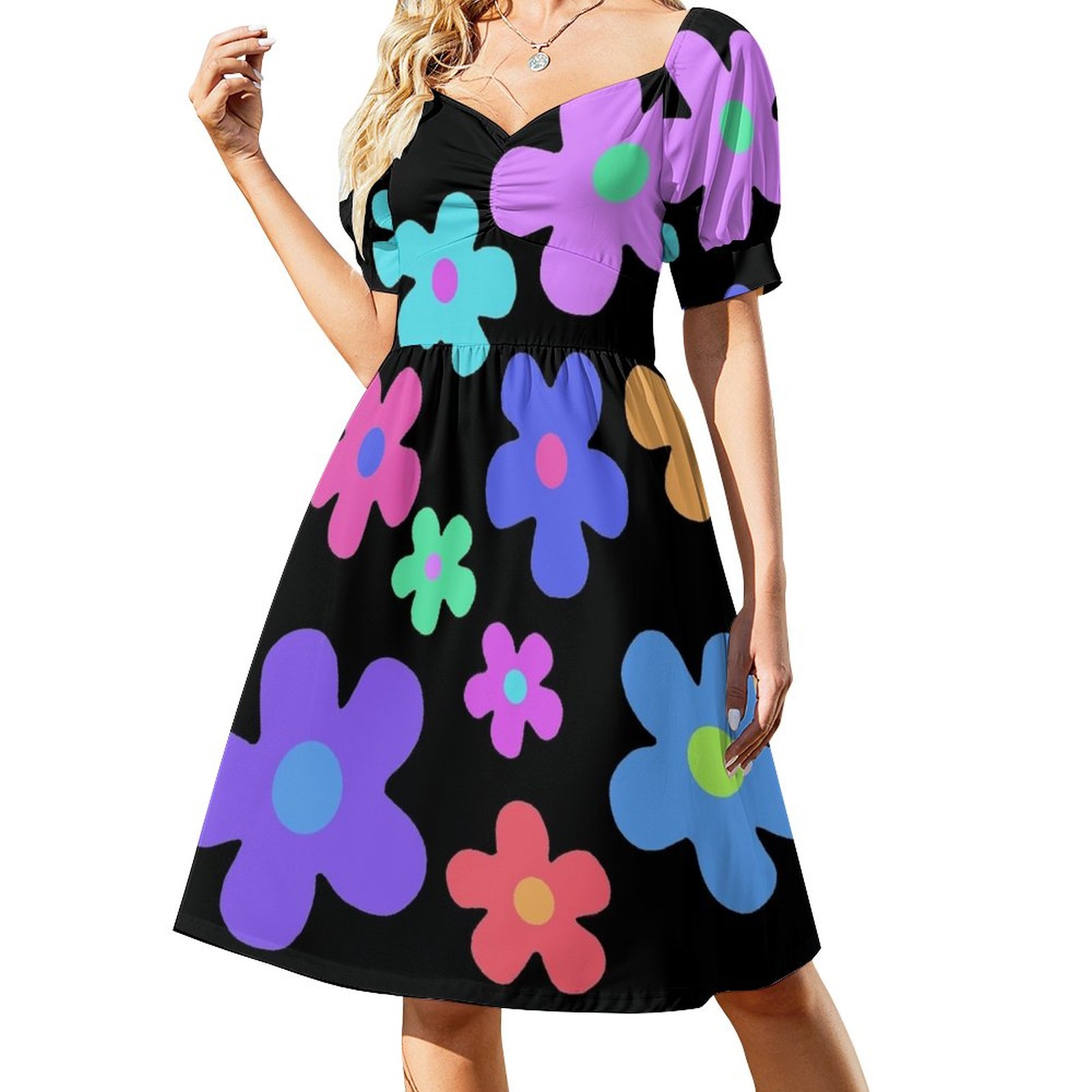 70’s Inspired Floral Print Sleeveless Dress women's evening dress 2024 ...