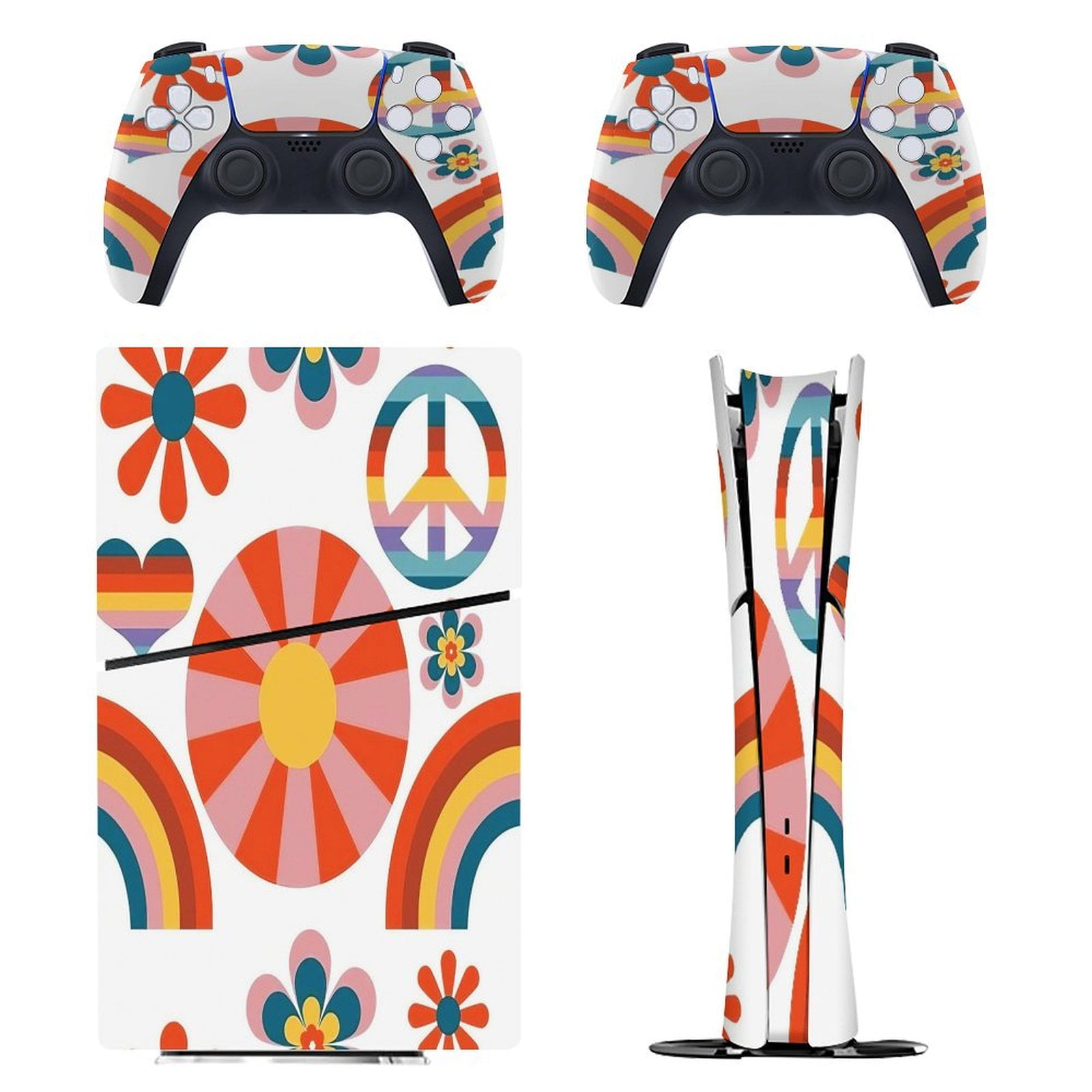 70's Rainbow PS5/PS5 Pro/PS5 Slim Digital Disc Skin Sticker For Console And Controller Skins ...