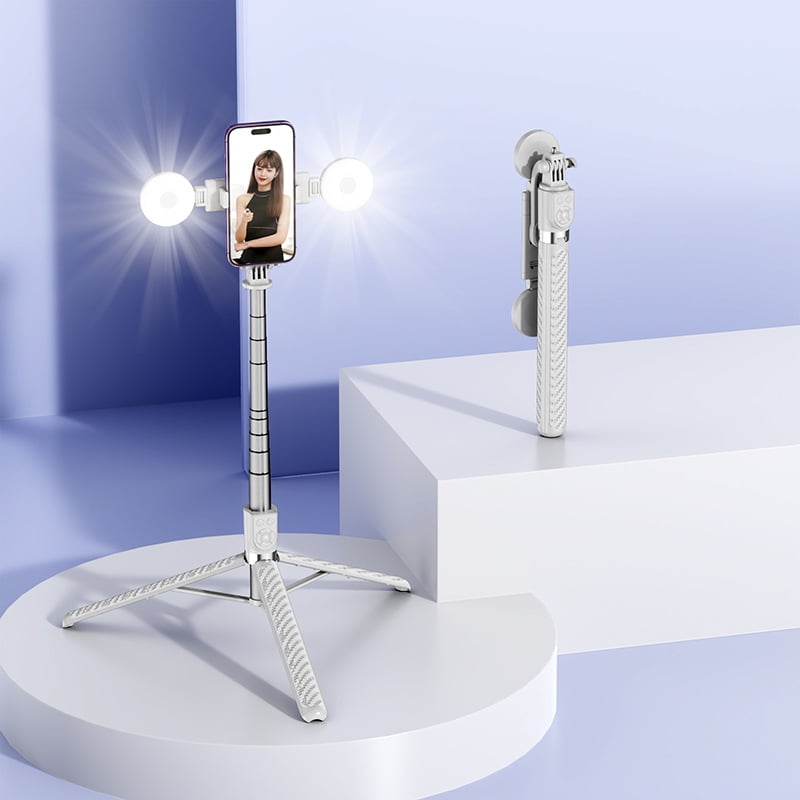 70 "wireless selfie stick with 2 round light, selfie stick with remote ...