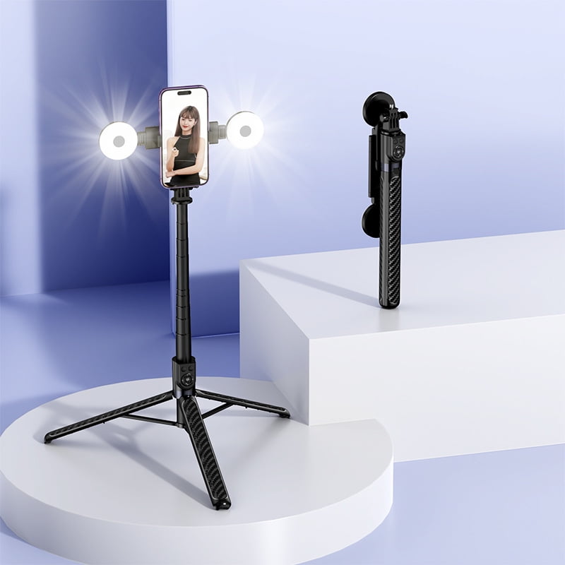 70 "wireless selfie stick with 2 round light, selfie stick with remote ...