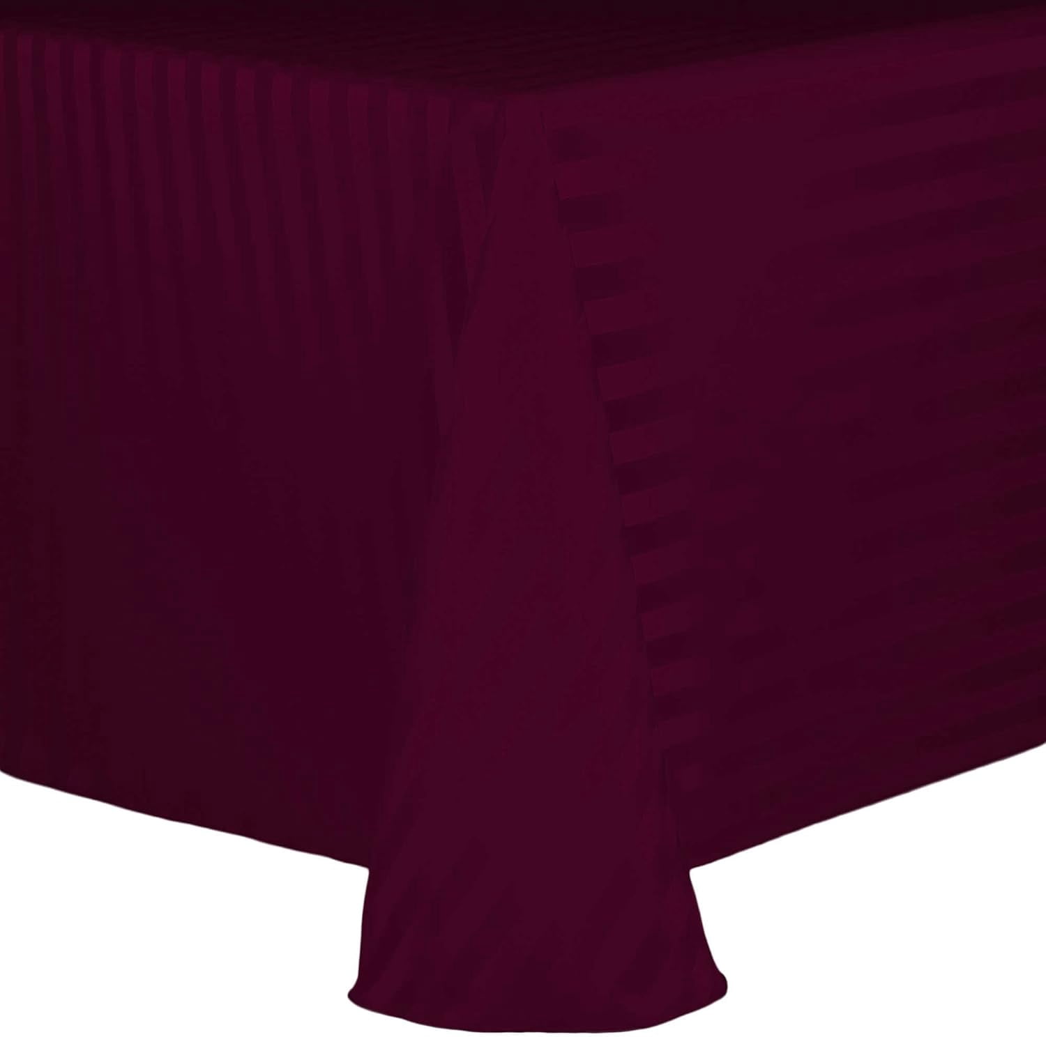 70 x 104-Inch Burgundy Red Satin Stripe Oval Tablecloth for Dining ...