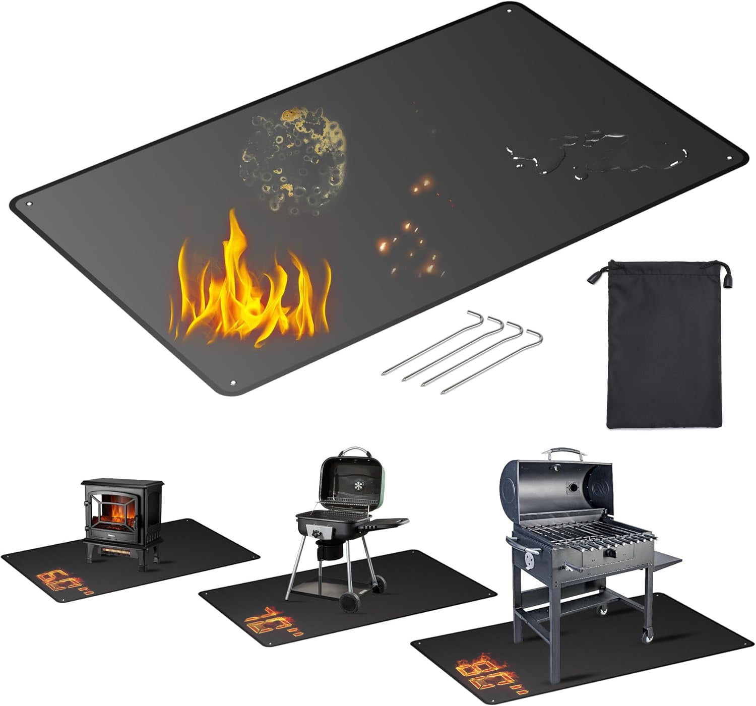 70 x 48 inches Under Mats for Outdoor Grill - BBQ Grill Mats to Protect ...