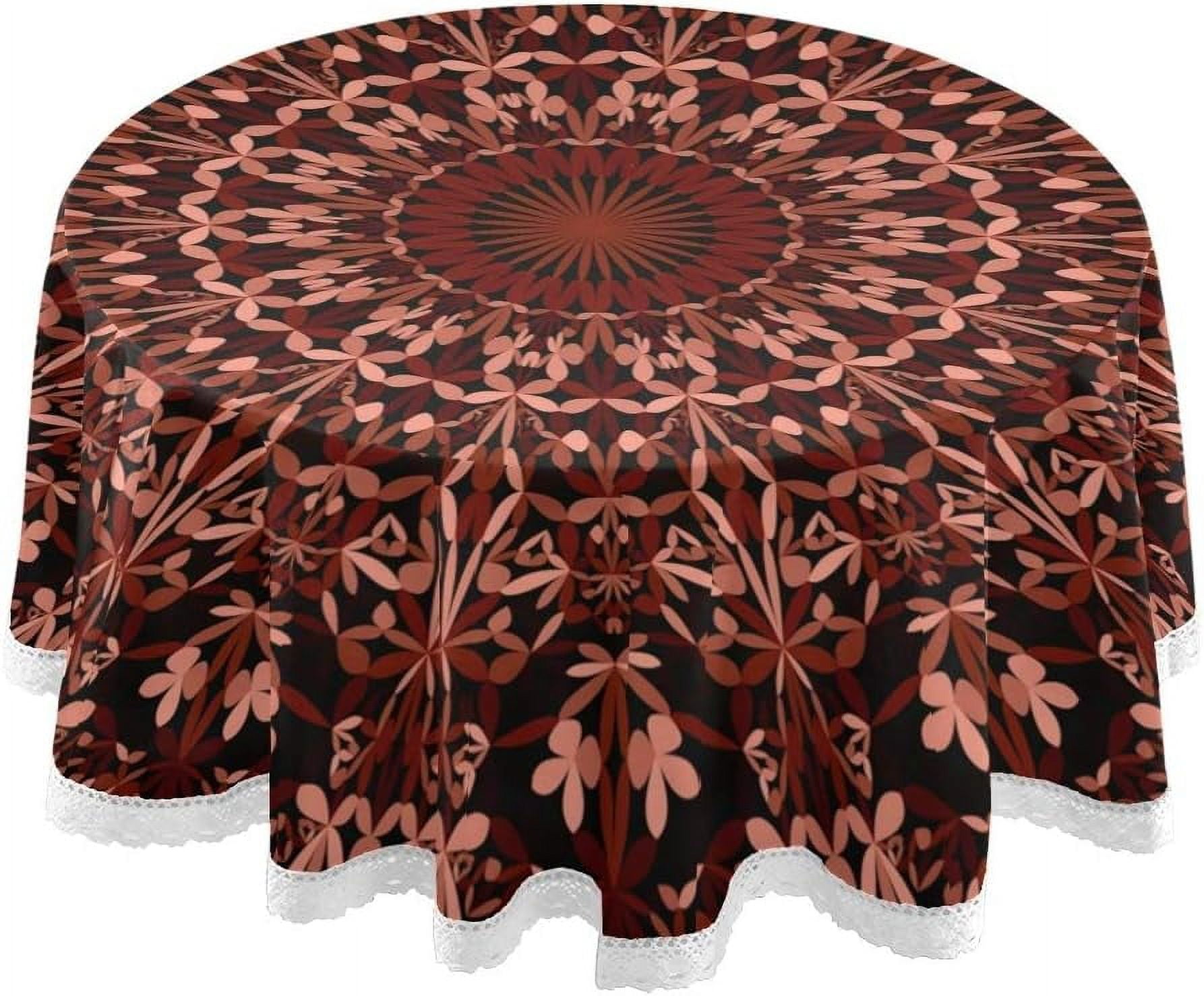 70" x 70"Boho Maroon Mandala Round Table Cloths, Washable Tablecloth ...