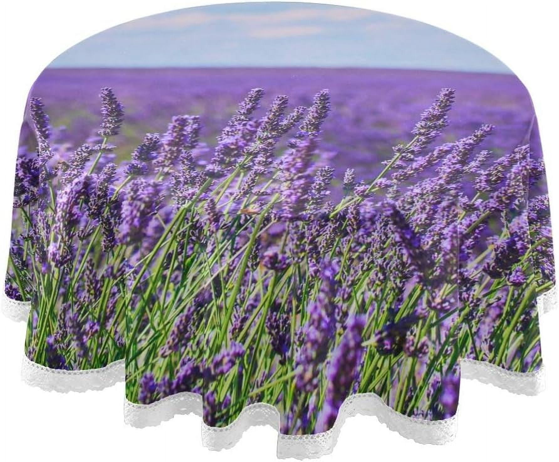 70" x 70"Lavender Field Purple Flower Round Table Cloths for Home ...
