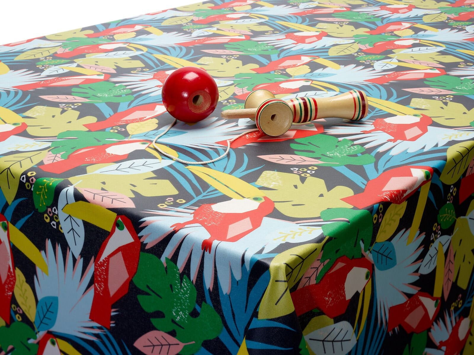 70" x 70"Oilcloth Wipe Clean Tablecloth Fabric - Blue, Red Multi ...