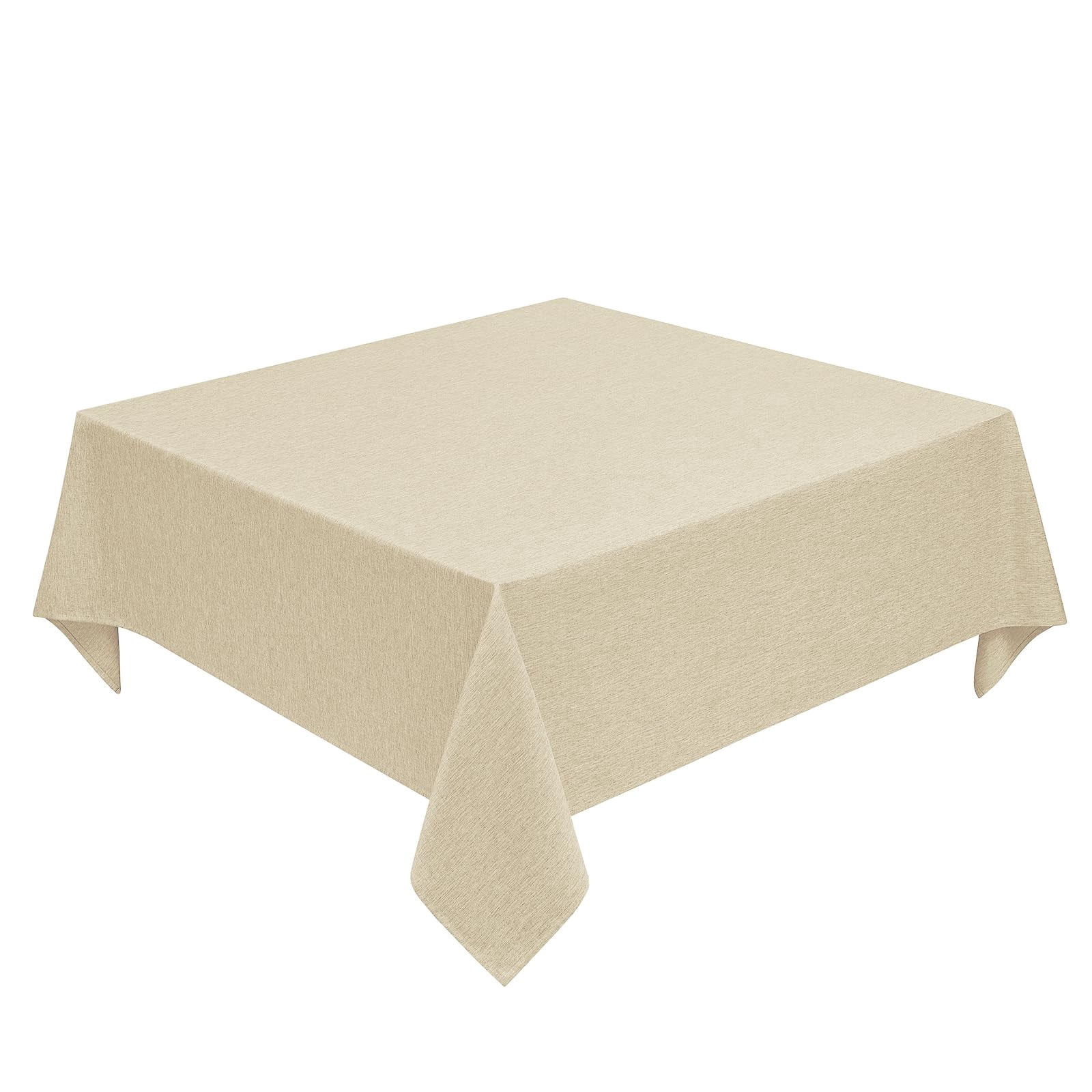 70" x 70" (Square) Beige Faux Linen Tablecloth for Indoor Outdoor ...