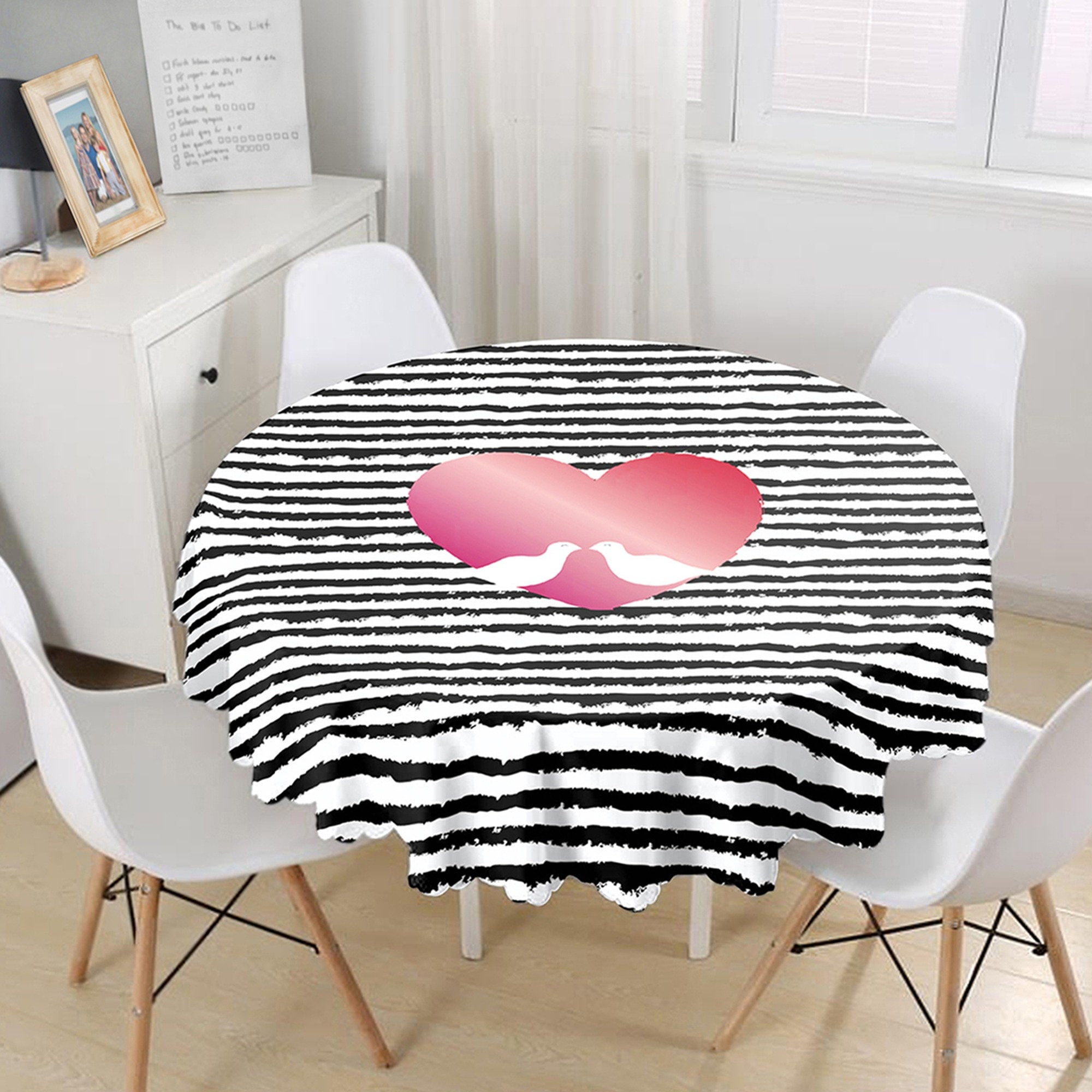 70" x 70"Valentine Tablecloth|Circle Striped Table Cover|Valentine's ...