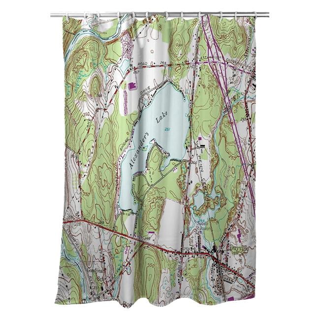 70 x 72 in. Alexanders Lake, CT Nautical Map Shower Curtain - Walmart.com