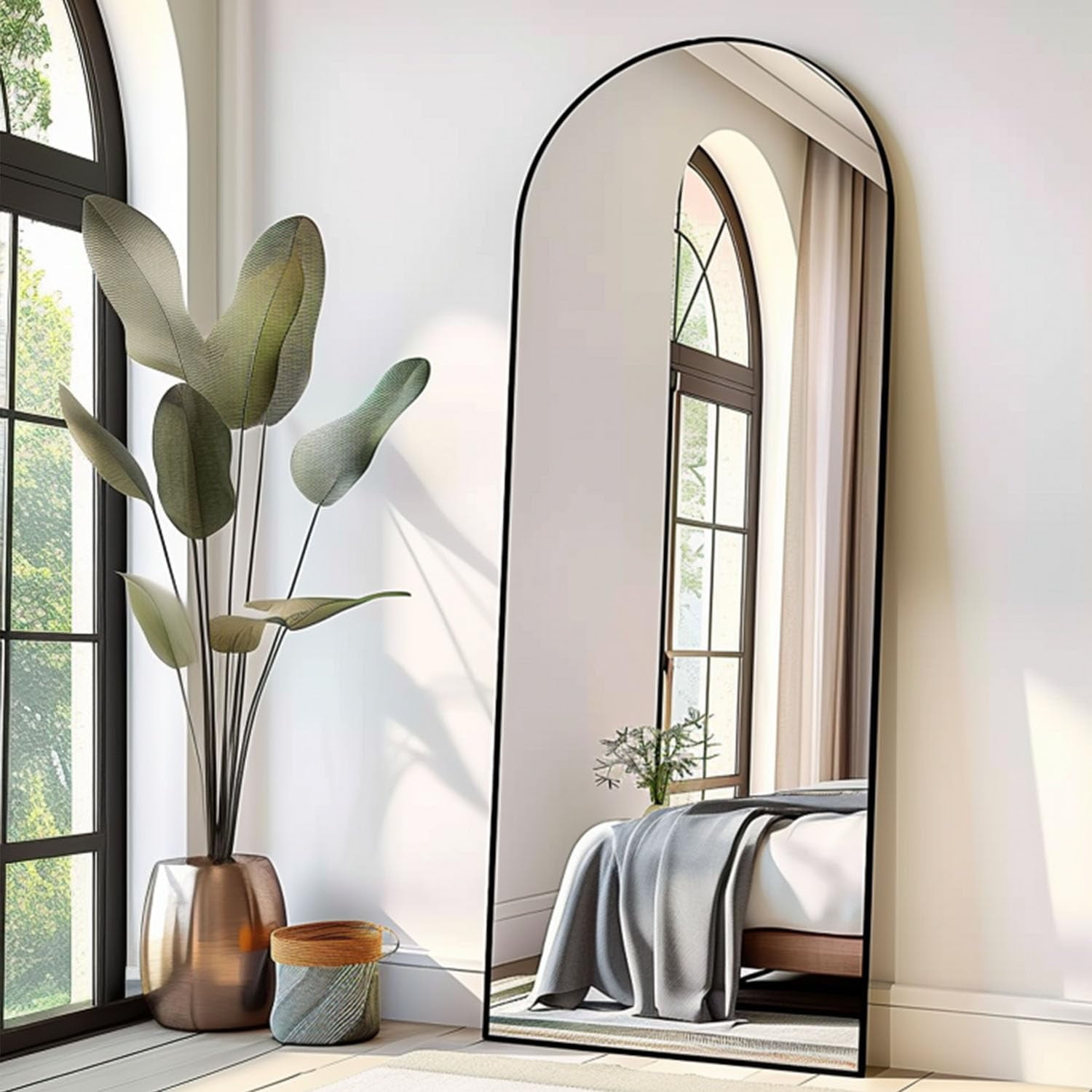 70''x26'' Full Length Mirror, Arched Floor Mirror with Stand, Full Body ...