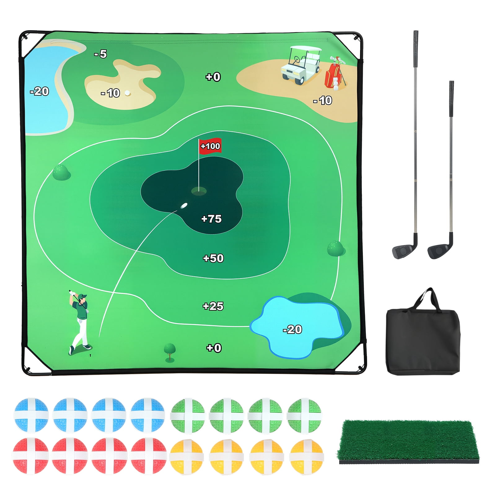 70"x70" Sticky Golf Chipping Game Set with Hitting Mat & 20 Grip Balls ...