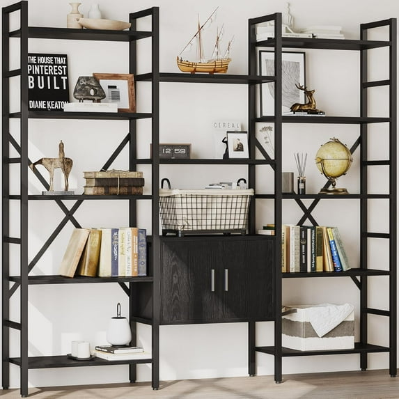 70 x70 Triple 5 Tier Book Shelf, Industrial Large Bookcase with Storage ...