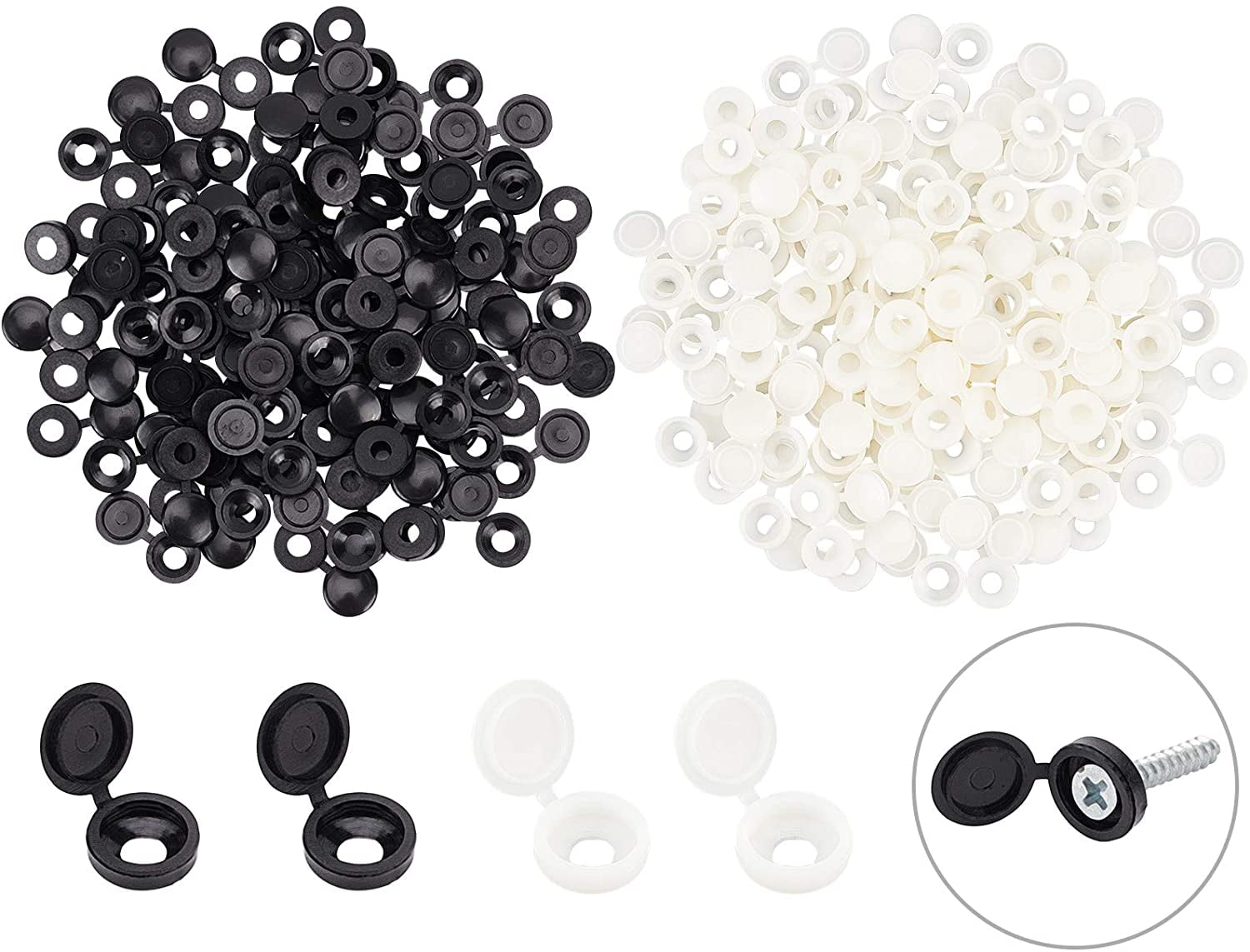 700 Packs Hinged Screw Cover Caps Plastic Screw Caps Fold Screw Snap ...