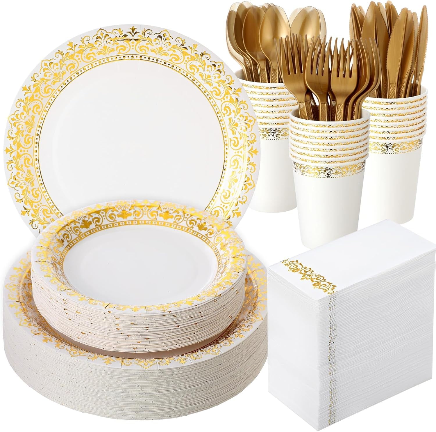 700 Pcs Disposable Dinnerware Set for 100 Guests Include 200 Paper ...