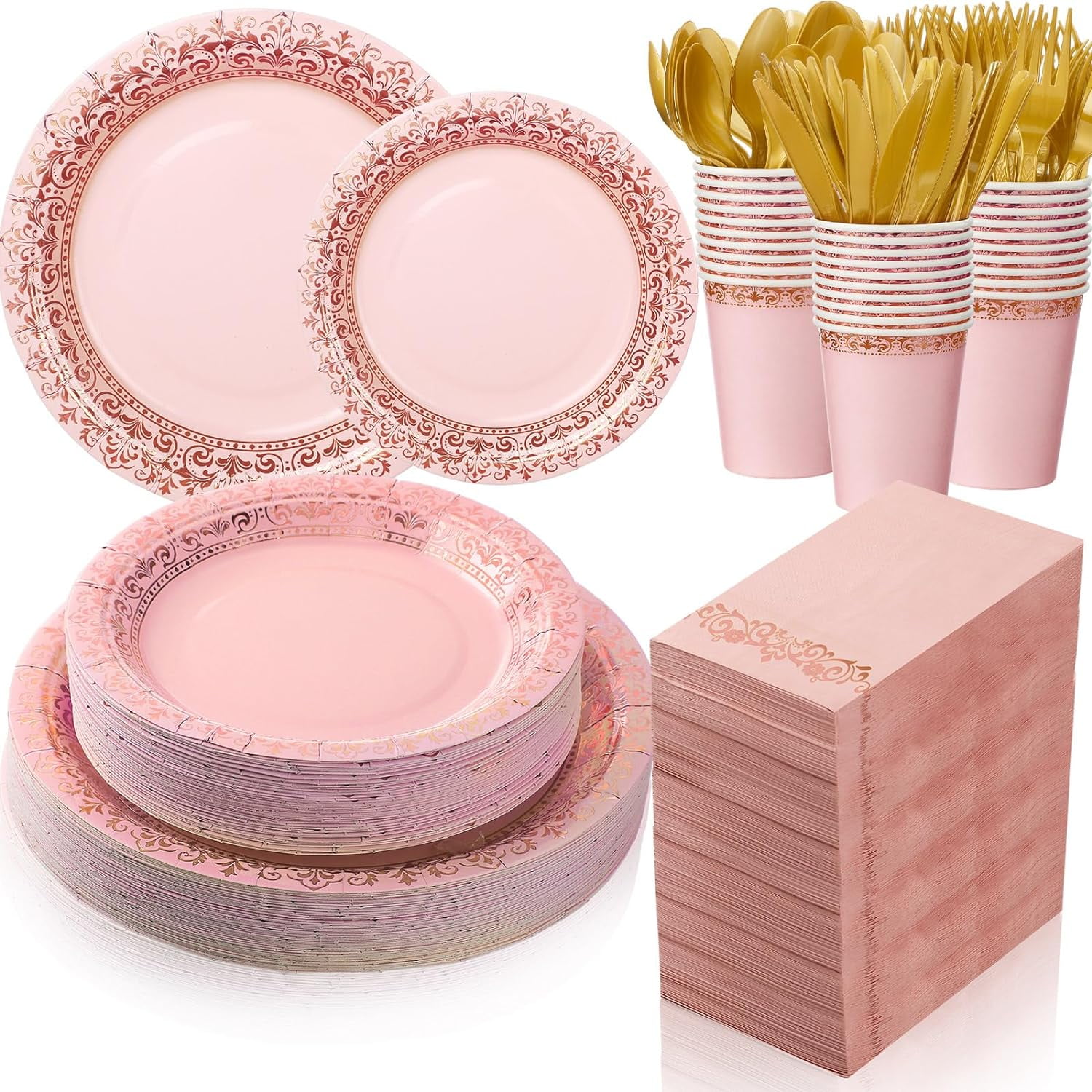 700 Pcs Disposable Dinnerware Set for 100 Guests Include 200 Paper ...