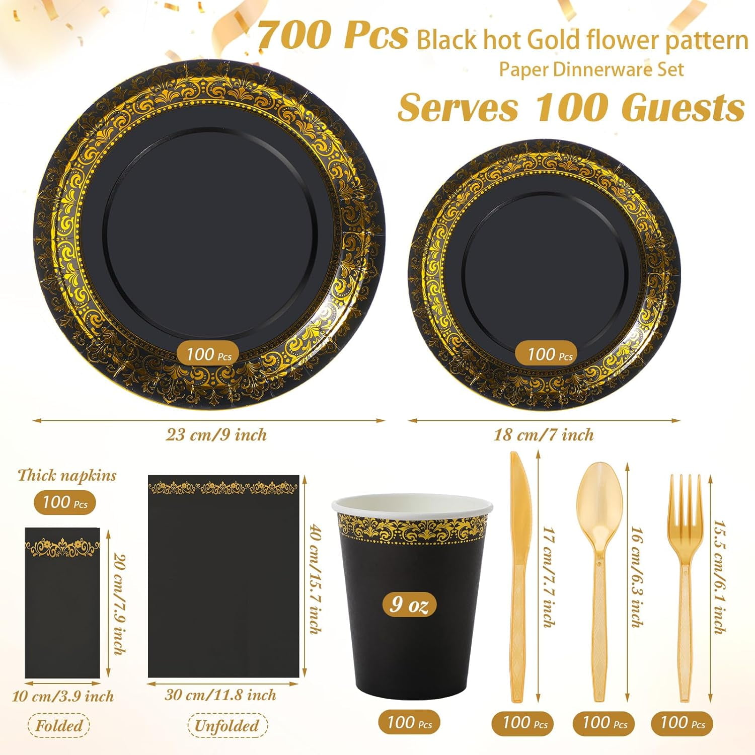 700 Pcs Disposable Dinnerware Set for 100 Guests Include 200 Paper ...