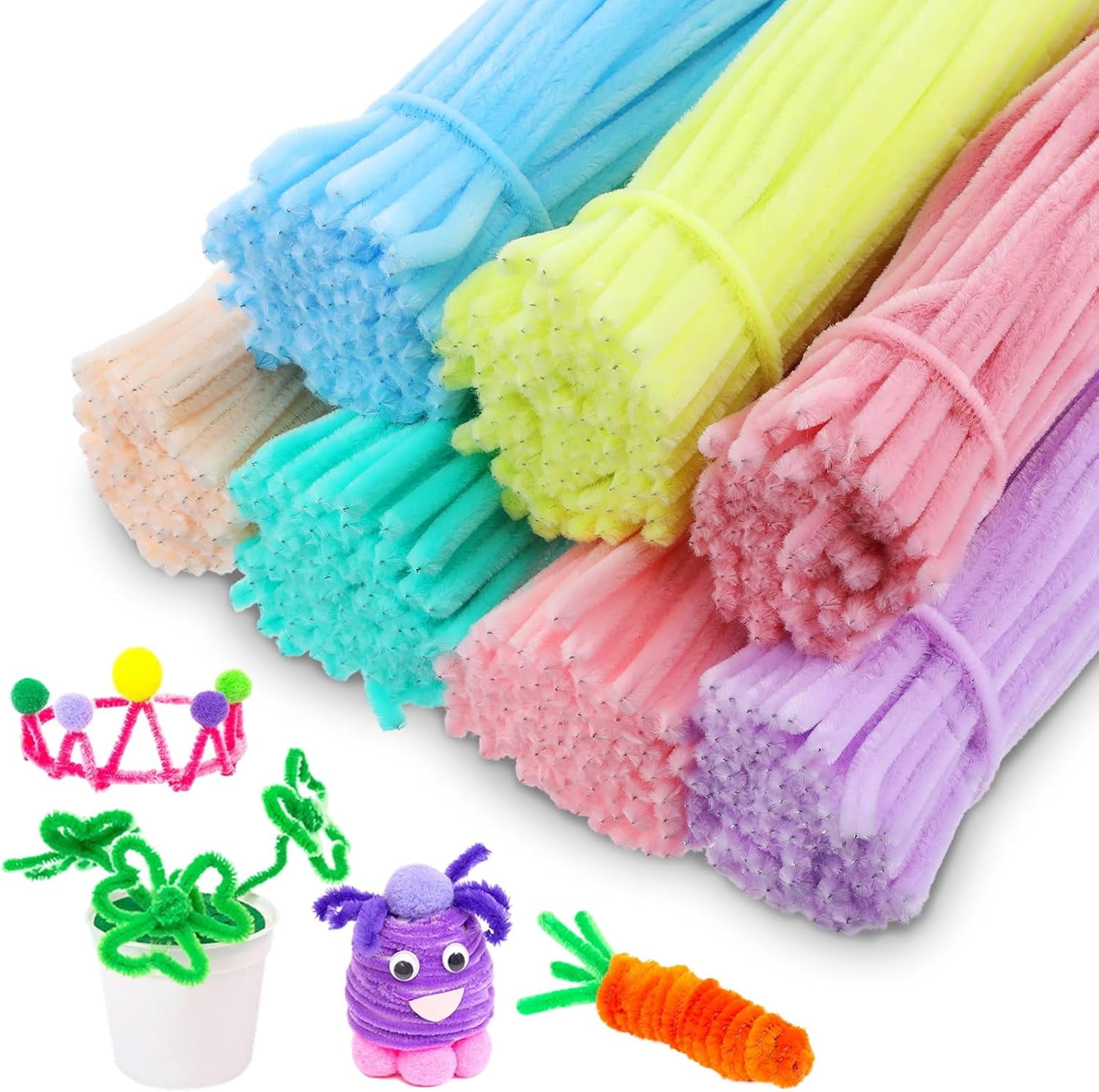 700 Pcs Pastel Pipe Cleaners Gradient Chenille Stems 11.8 Inch Bulk ...