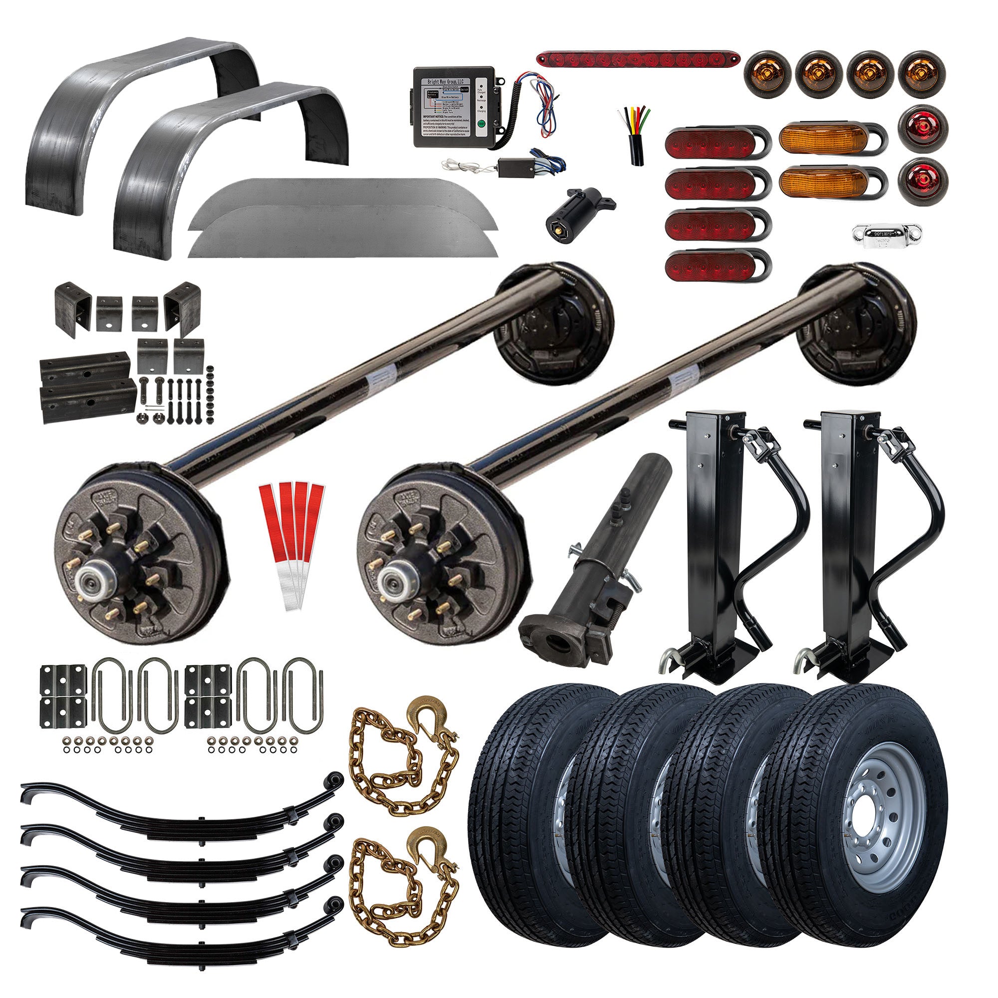7000 lb TK Tandem Axle Gooseneck Trailer Parts Kit - 14K Capacity Heavy Duty (Drop Complete ...