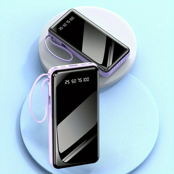 70000mAh High-Capacity Portable Charger, 4 Built-In Cables, 5-Device ...