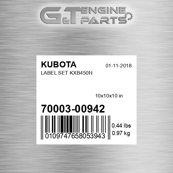 70003-00942 LABEL SET KXB450N fits KUBOTA (New OEM) - Walmart.com