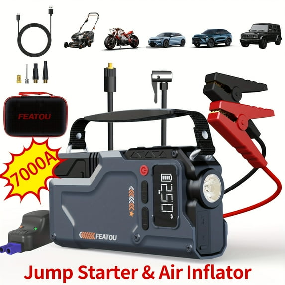7000A/5000A Portable Car Jump Starter with 150PSI Digital Air ...