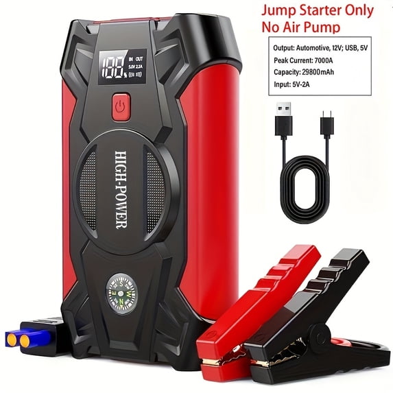 7000A Jump Starter with Air Compressor - 150 PSI Tire Inflator, Power ...