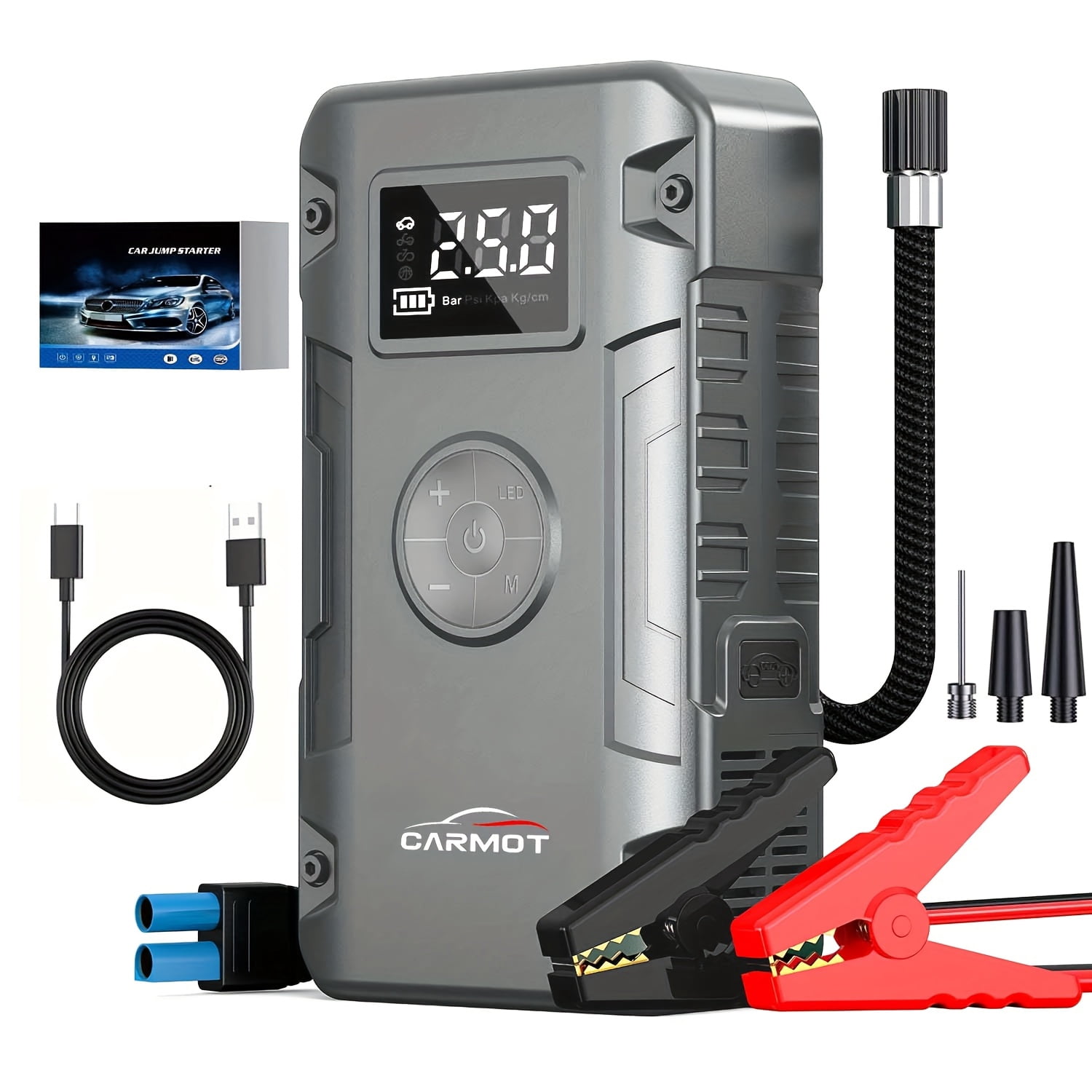 7000A Jump Starter with Air Compressor - 150 PSI Tire Inflator, Power ...