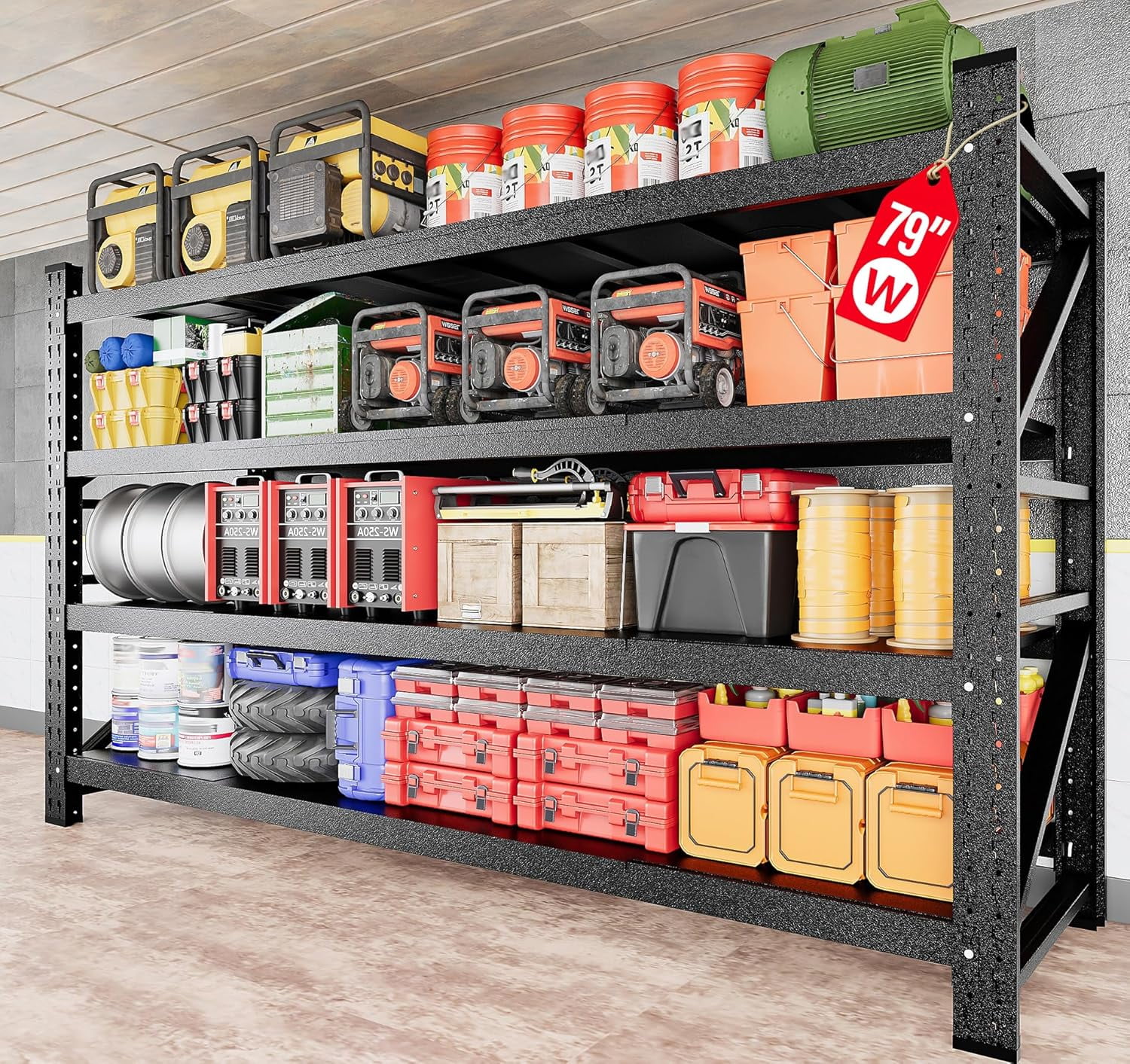 7000LBS Heavy Duty Garage Shelving Units,79" Wide & Deep Storage ...
