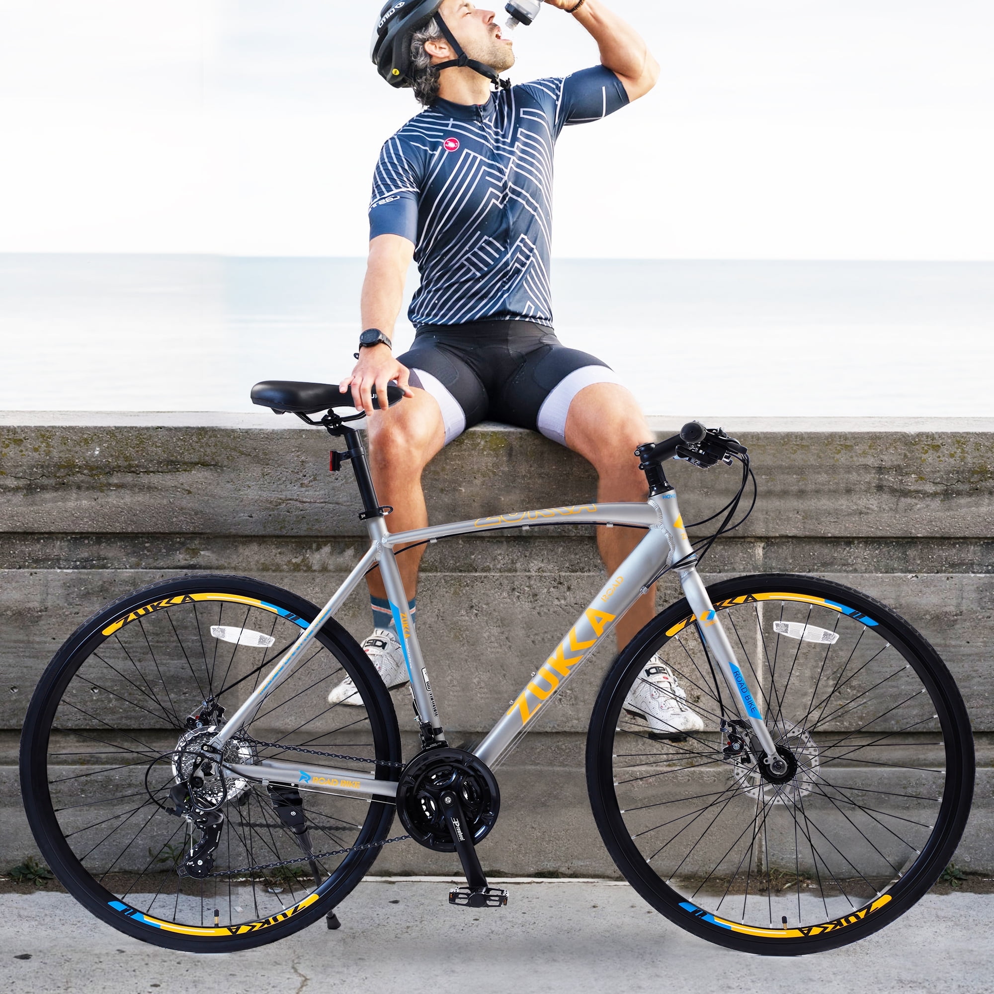 Shimano 700C Men's Hybrid Bike, 24-Speed Aluminum Road Bike with Disc ...