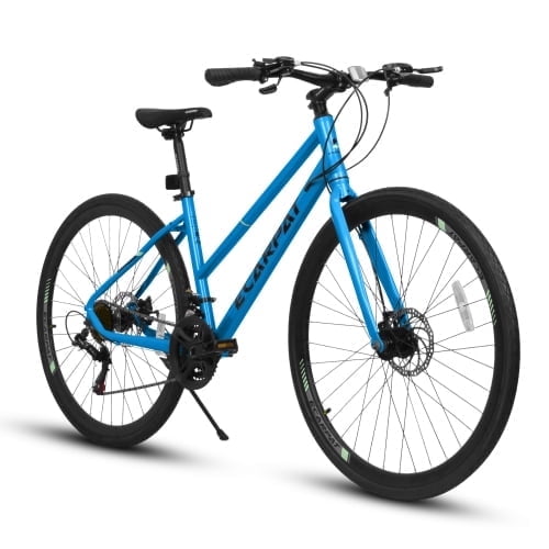 700C Road Hybrid Bike for Adult , 21-Speed Road Bike Road Bicycle Carbon Steel Frame, Dual-Disc ...